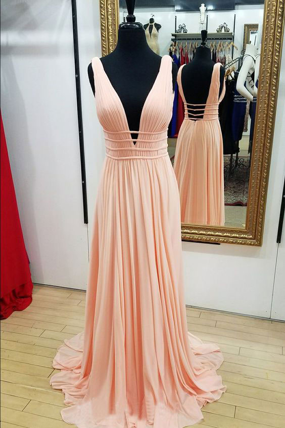 Deep V Neck Prom Dress,long Evening Dress,backless Party Dress on Luulla